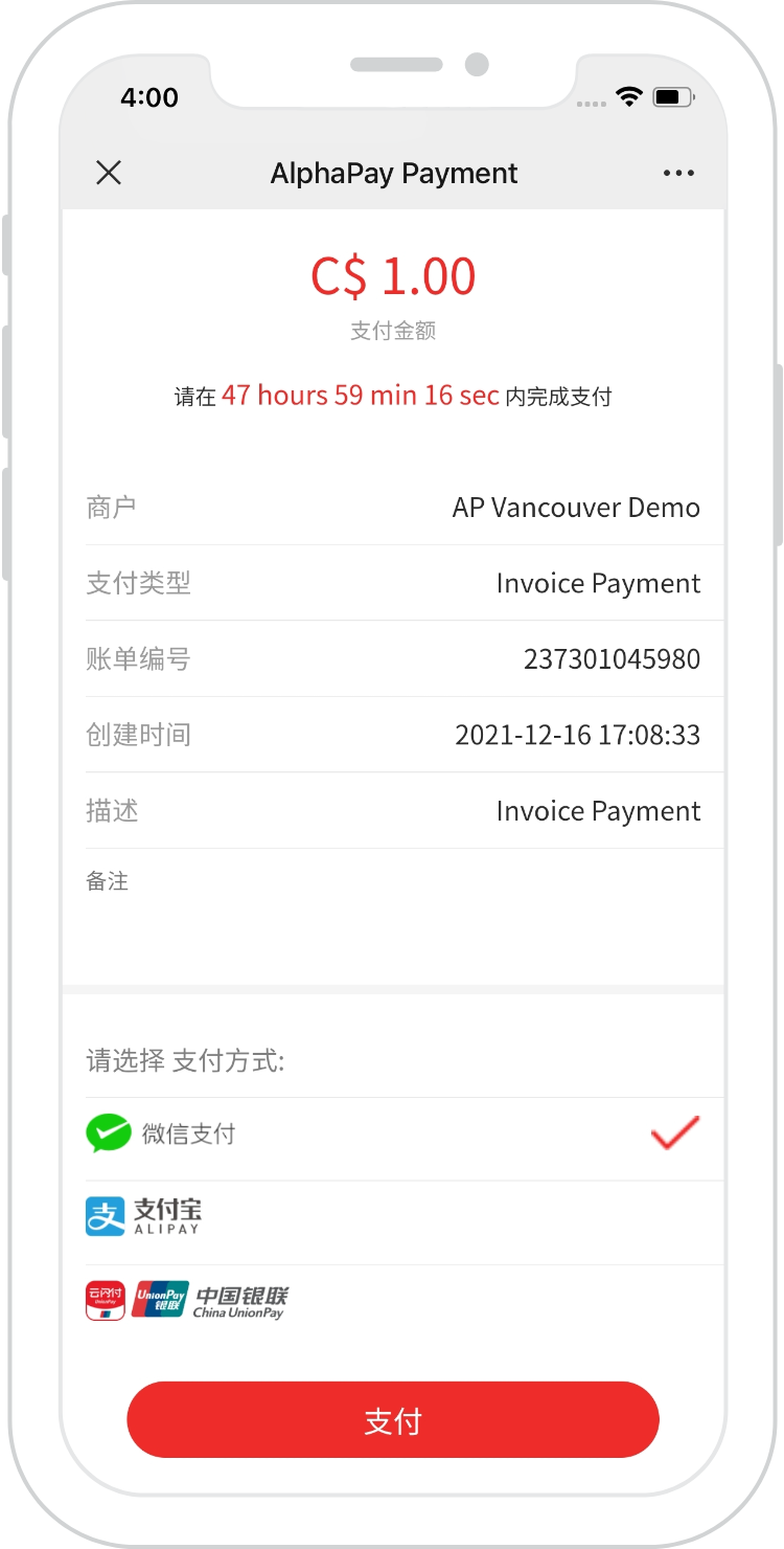 Invoice Payments - AlphaPay